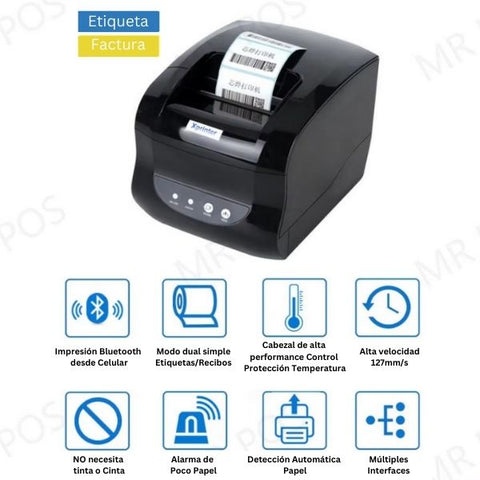 Impresora Térmica Ticket Etiquetas 80mm Xprinter XP-365B USB Bluetooth ...